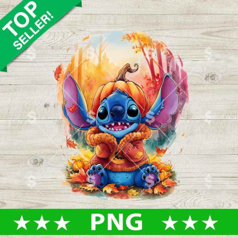 Stitch Autumn Fall PNG, Stitch Halloween Sublimation PNG