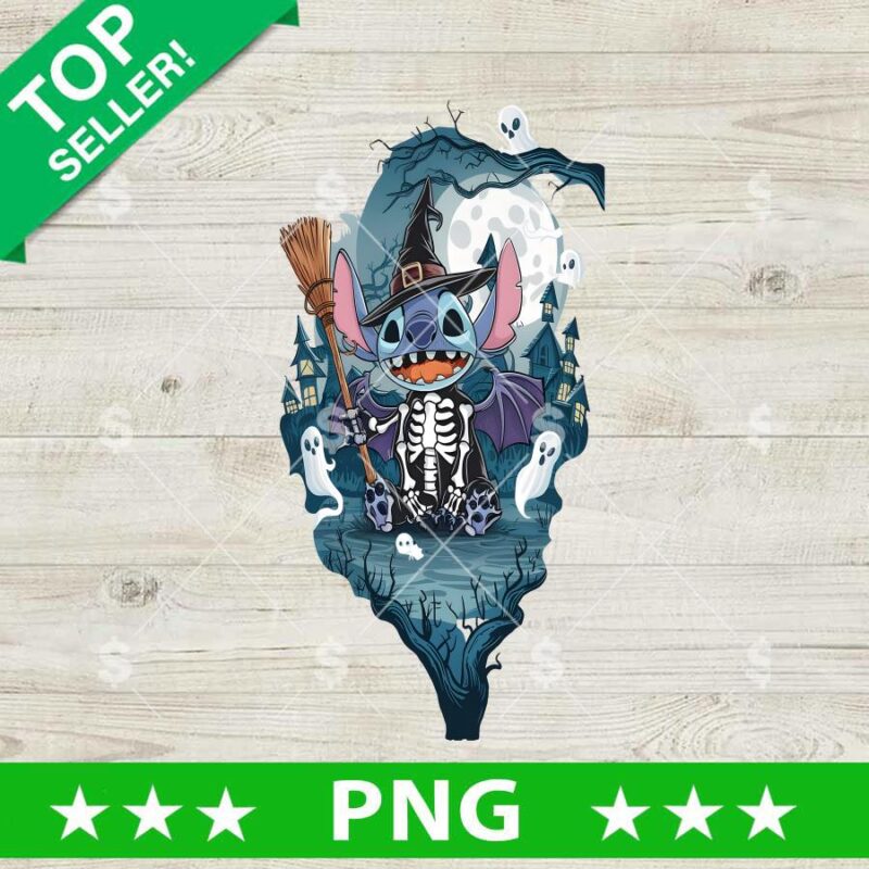 Stitch Halloween Costume Skeleton PNG, Stitch Halloween Sublimation PNG