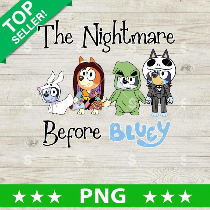 The Nightmare Before Bluey Halloween PNG, Bluey Characters Sublimation PNG