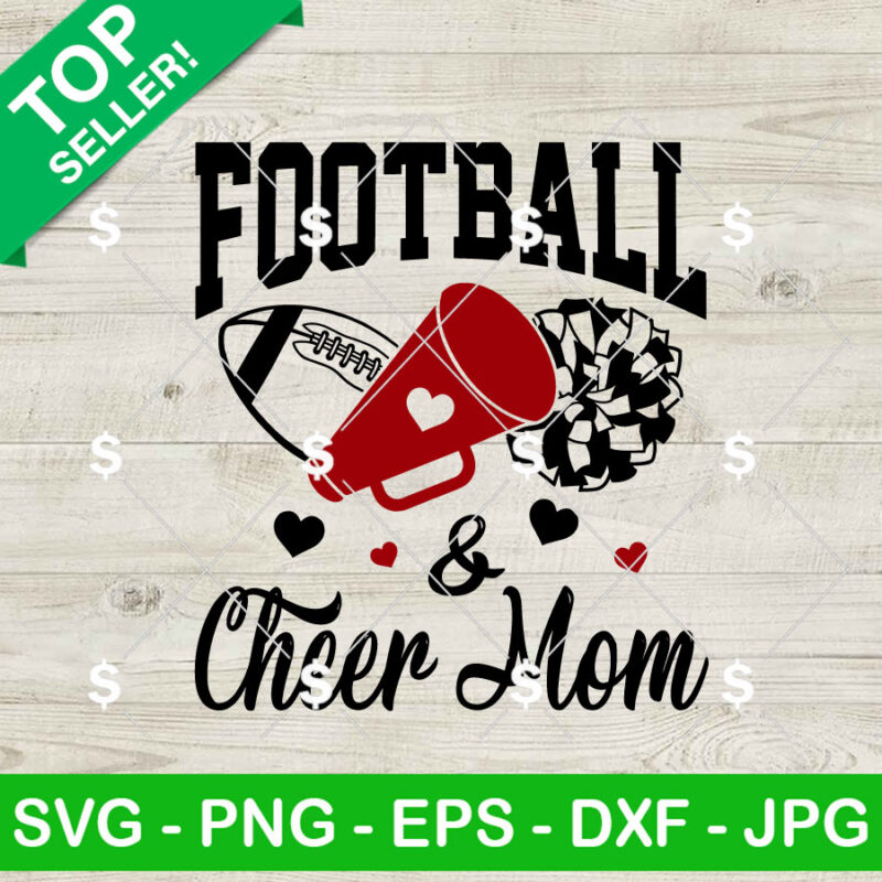 Football And Cheer Mom SVG, Football Mom SVG, Cheer Mom Pom Pom SVG