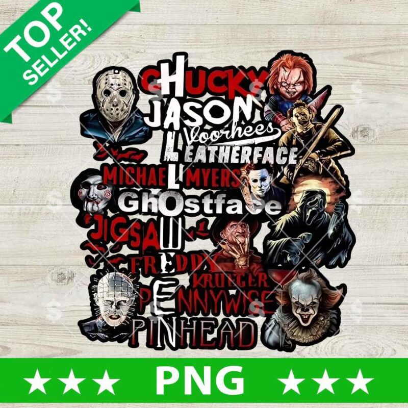 Halloween Horror characters Line up PNG, Horror Movies Halloween PNG ...