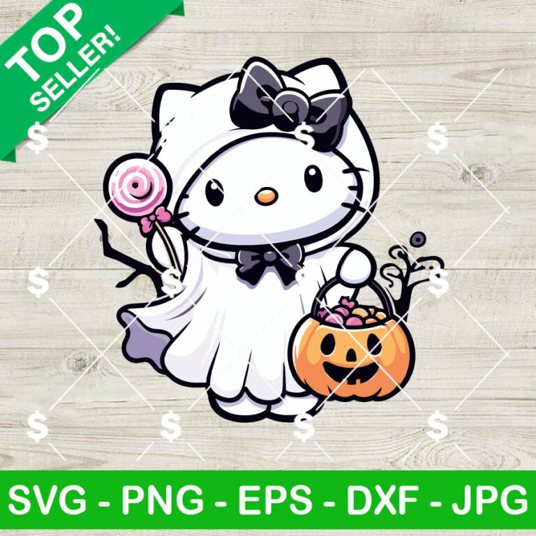 Hello Kitty Ghost Halloween Outfit SVG, Hello Kitty Ghost SVG, Kitten ...