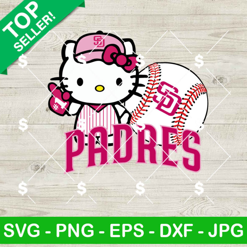 Hello Kitty Pink San Diego Padres MLB Bundle SVG, Hello Kitty MLB ...
