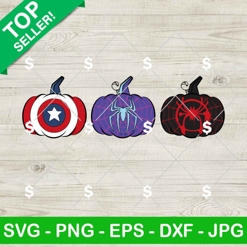 Superhero Marvel Pumpkin SVG, Captain America Pumpkin SVG, Spiderman ...