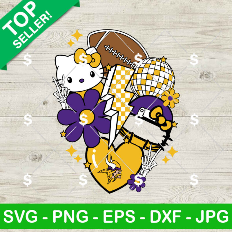 Minnesota Vikings Hello Kitty NFL SVG, Hello Kitty NFL SVG, Kitty ...