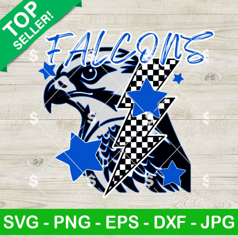 Falcons Mascot Football Lighting Bolt SVG, Falcons Mascot Blue SVG ...