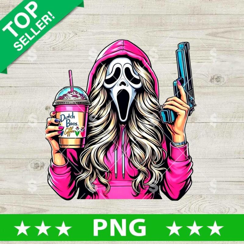Ghostface Scream Woman Drink Coffee PNG, Ghostface Scream Woman PNG ...