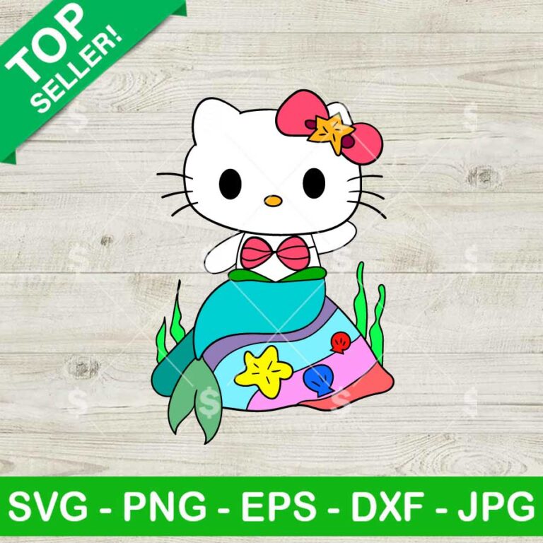 Mermaid Hello Kitty SVG, Kawaii Kitty Mermaid SVG, Hello Kitty Cartoon SVG