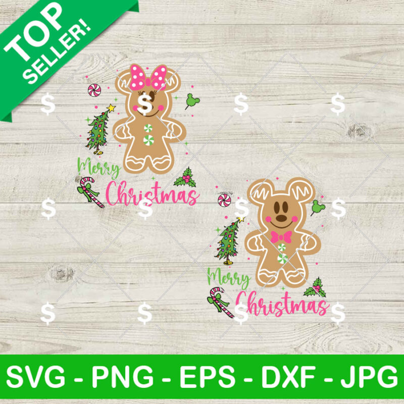 Mickey Minnie Gingerbread Christmas SVG, Minnie Mickey Cookies SVG ...