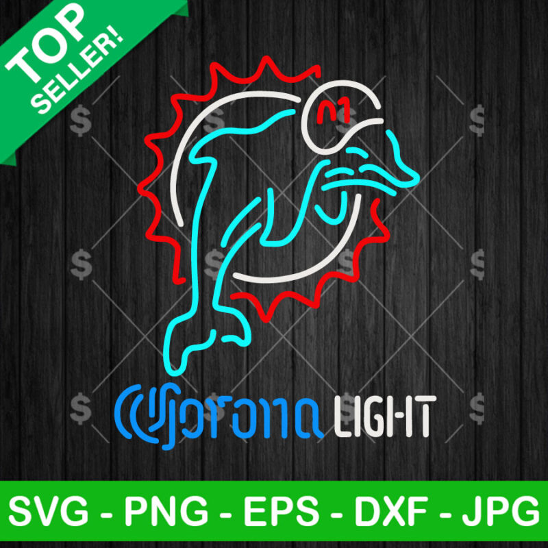 Miami Dolphins Corona Light Neon Logo SVG, Corona Light Neon Logo MLB ...
