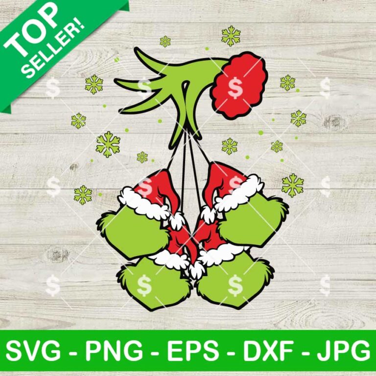 Grinch Hand Holding Four face SVG, Grinch Holding Ornament Custom Name SVG, Grinch Holding ...