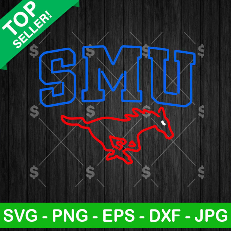 SMU Mustangs football Neon Logo SVG, SMU Mustangs Logo SVG, SMU ...