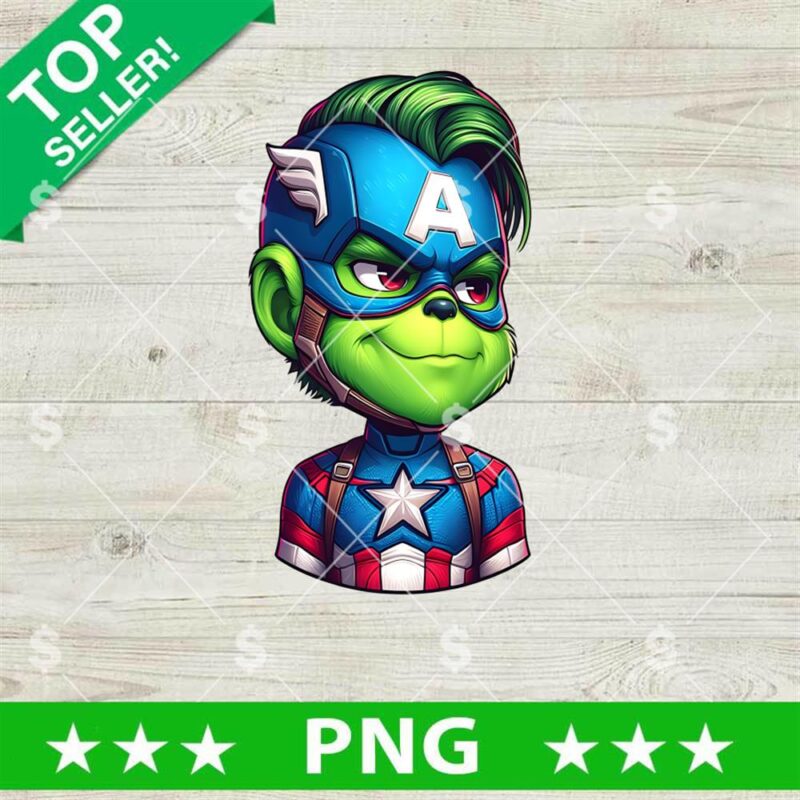 Grinch Captain America Christmas PNG, Grinch Avengers Christmas PNG ...