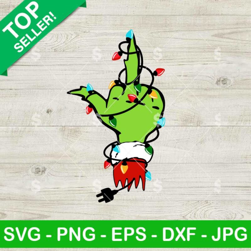 Grinch Middle Finger SVG, Christmas Light Grinch SVG, Funny Grinch ...