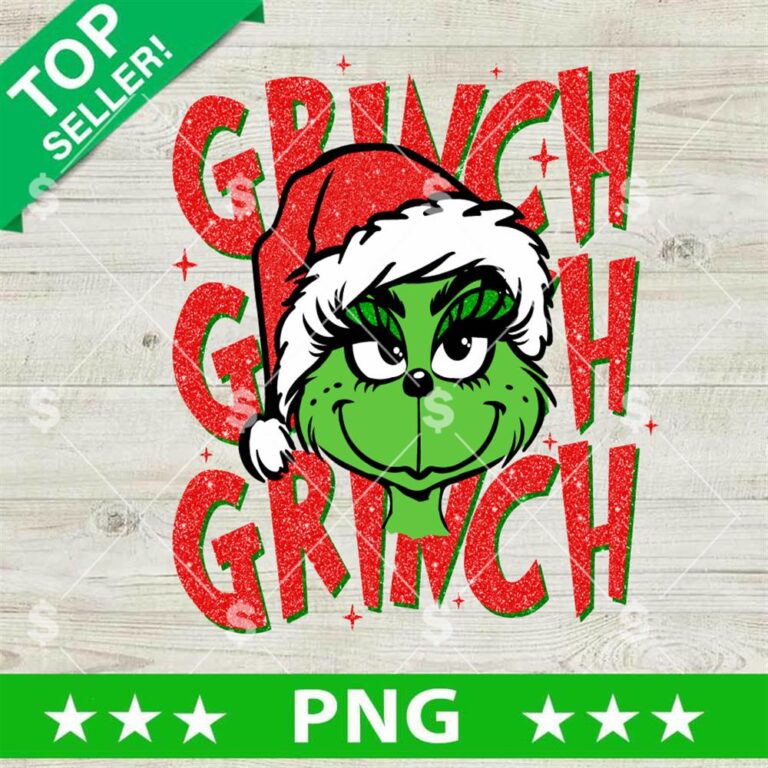 Retro Grinch Face PNG, Glitter Grinch Christmas PNG, Faux Glitter ...