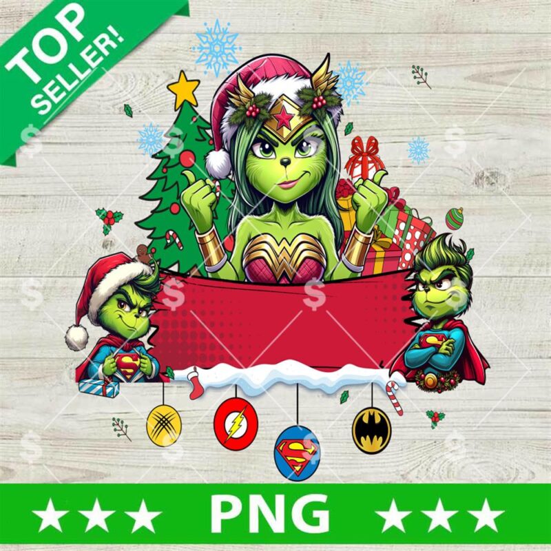 Wonder Girl Superhero Grinch Christmas PNG, Grinch Christmas PNG, Hero ...