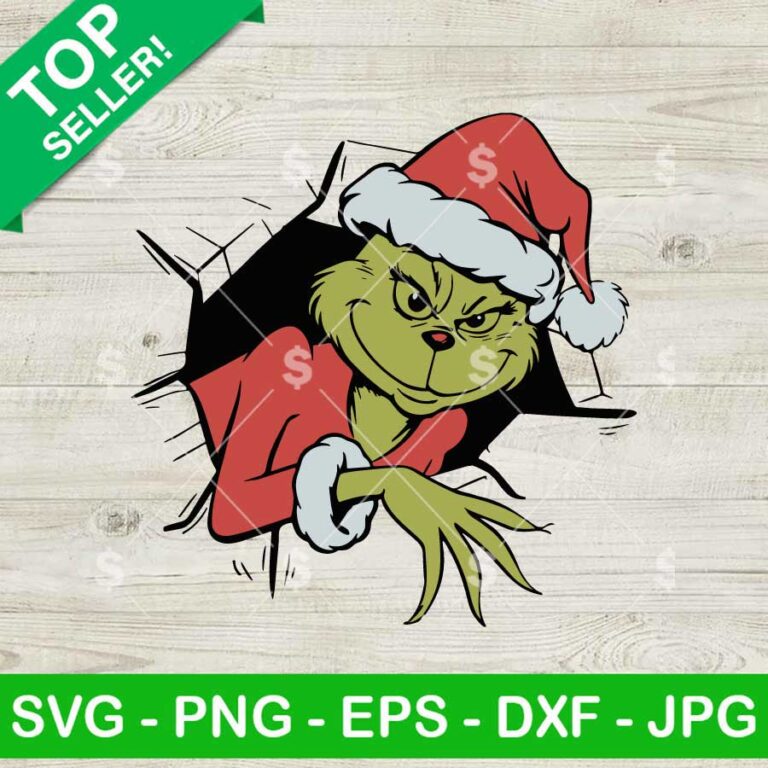 Grinch Peeking Wall SVG, Santa Grinch SVG, Grinch Christmas SVG