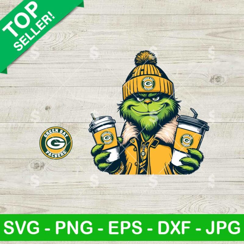 Grinch Green Bay Packers Jacket SVG, Grinch Coffee NFL Football SVG ...