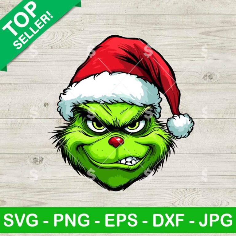 Grinch Santa Face SVG, Merry Christmas Grinch SVG, Grinchmas Smiling SVG