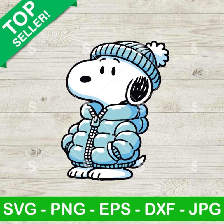 Snoopy Blue Puffer Jacket SVG, Winter Snoopy SVG, Snoopy Puffer Jacket SVG