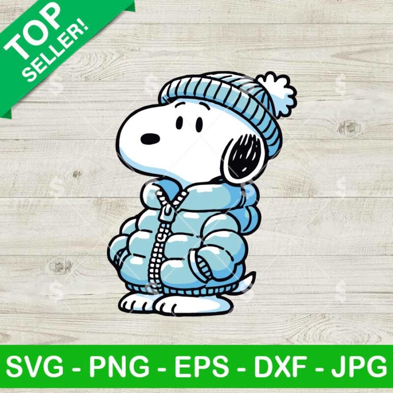 Snoopy Blue Puffer Jacket SVG, Winter Snoopy SVG, Snoopy Puffer Jacket SVG