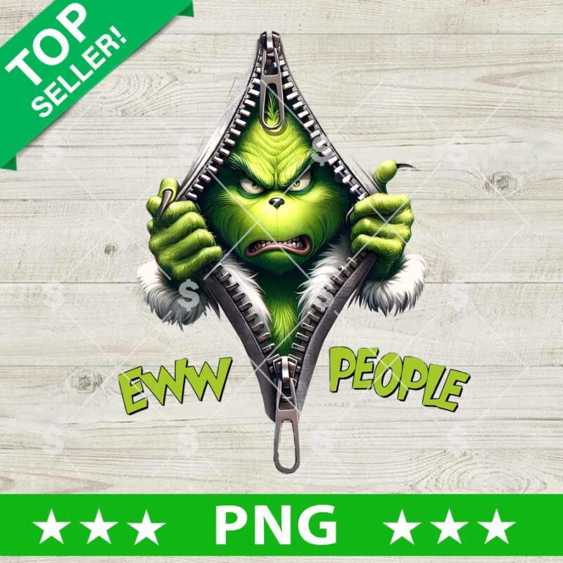 Ew People Christmas Movie PNG, Ew People Grinch Zipper PNG, Grinch Face ...