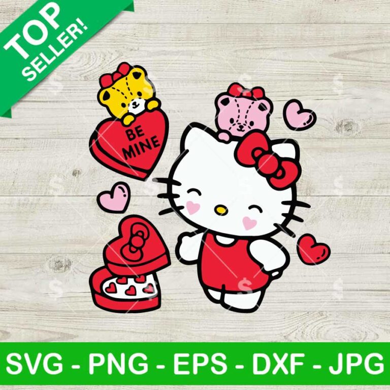 Hello Kitty Heart Valentine SVG, Kitty Vanlentine Day SVG, Cute Hello ...
