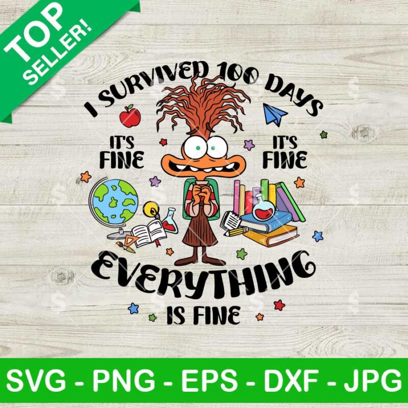 Inside Out I Survived 100 Days Of School SVG, Inside Out Anxiety SVG ...