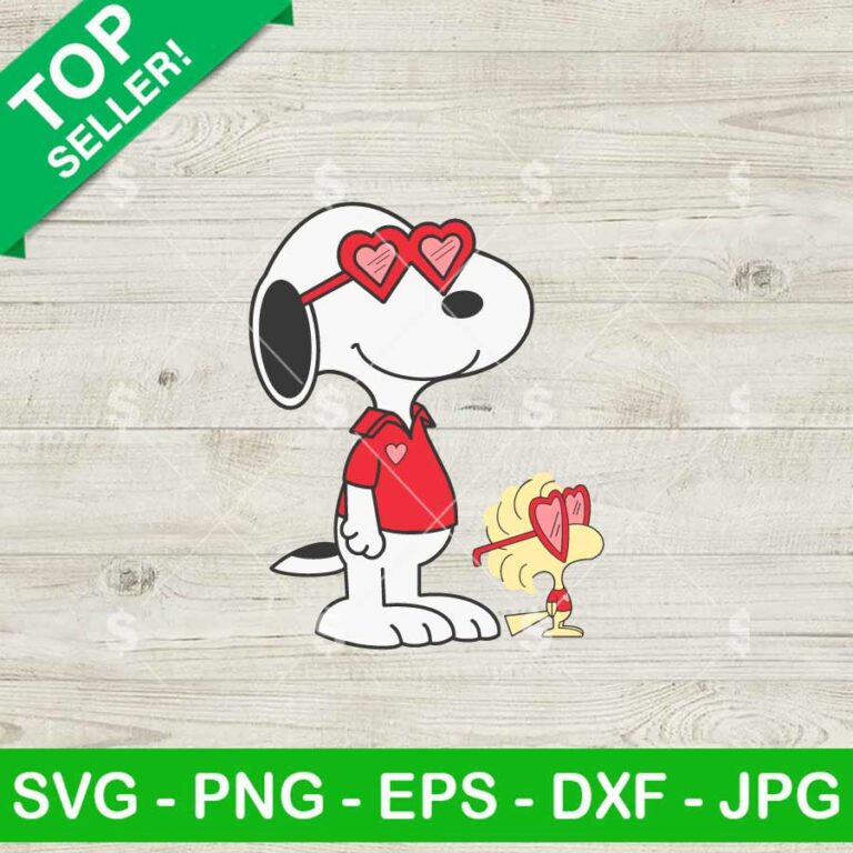 Snoopy Woodstock Valentine Sunglasses SVG, Snoopy Valentine's SVG ...