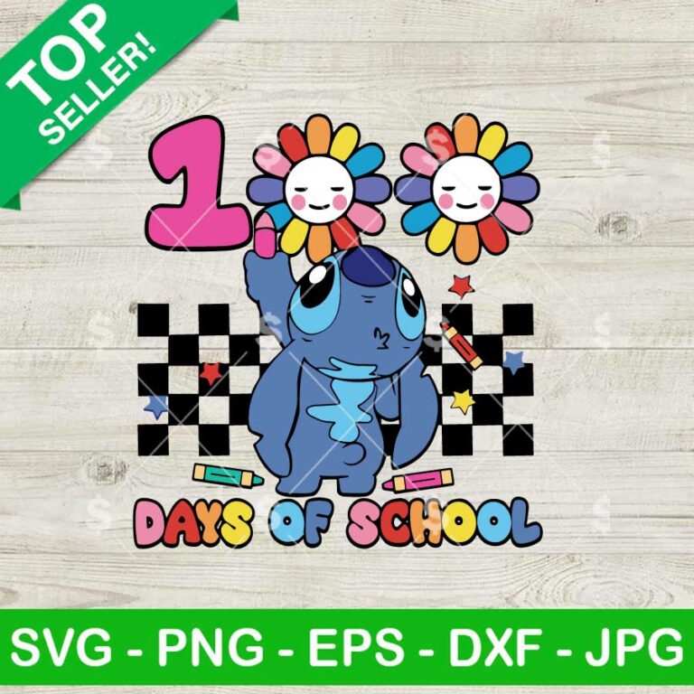 Cute Stitch 100 Days Of School SVG, Stitch School SVG, Disney Stitch ...