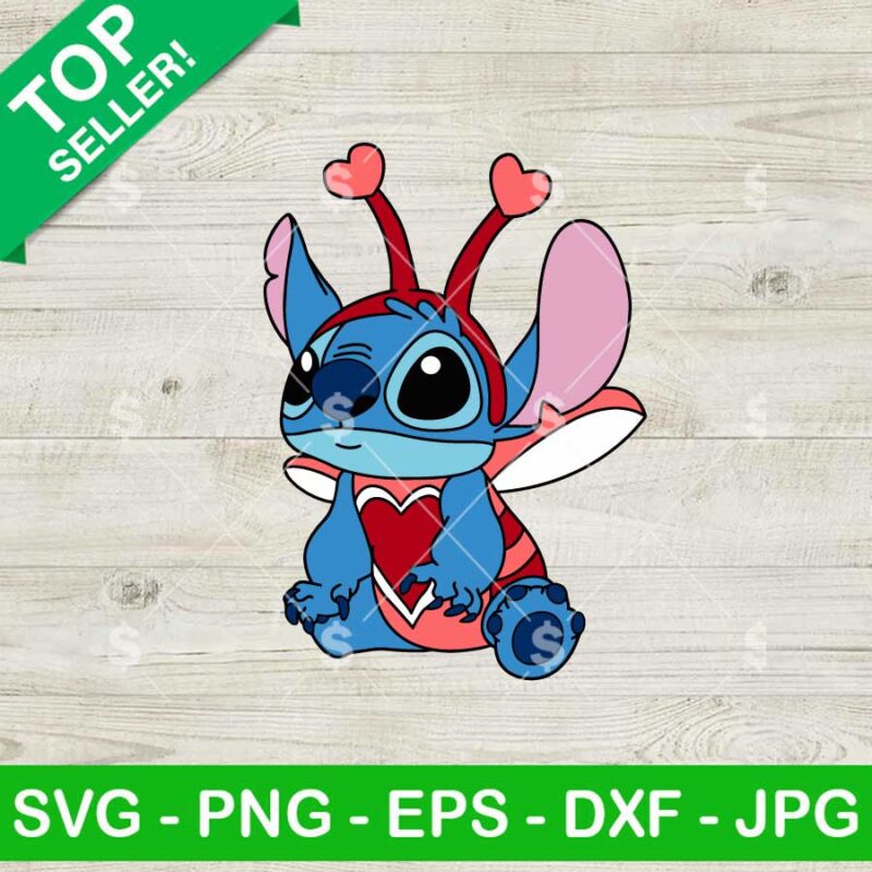 Stitch Love Bug SVG, Stitch Valentine SVG, Stitch Heart SVG