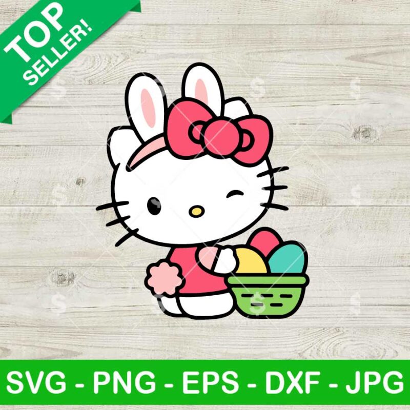 Hello Kitty Bunny Ear SVG, Hello Kitty Easter Day SVG, Easter Kitty SVG ...