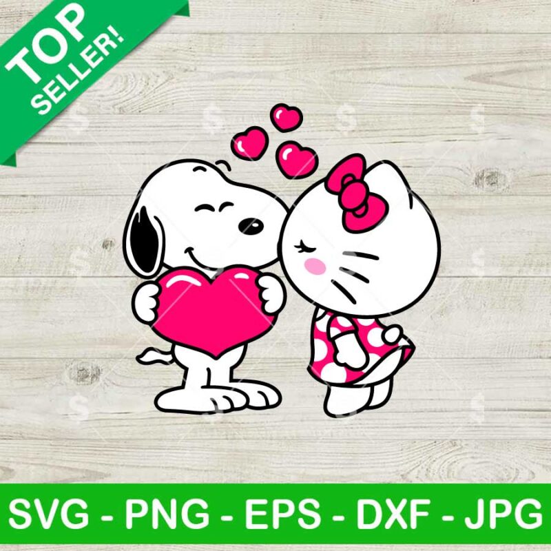 Hello Kitty Kissing Snoopy SVG, Snoopy Valentines SVG, Cute Hello Kitty ...