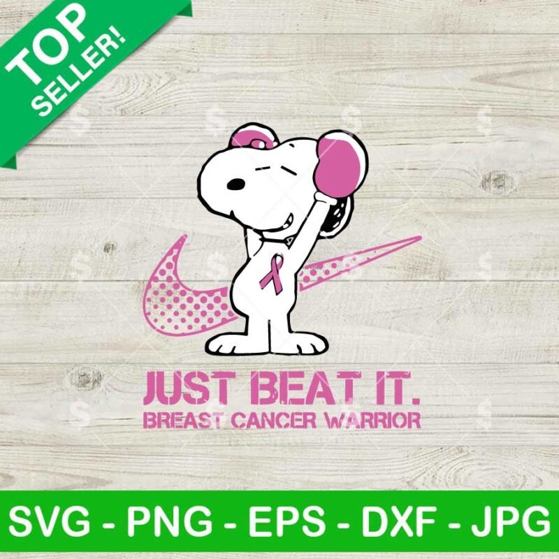 Snoopy Breast Cancer SVG, Just Beat It SVG, Breast Cancer Ribbon SVG