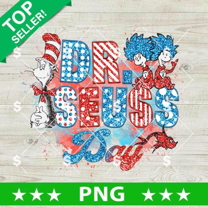 Glitter Dr Seuss Day PNG, Faux Embroidery Glitter Dr Seuss PNG, Dr ...