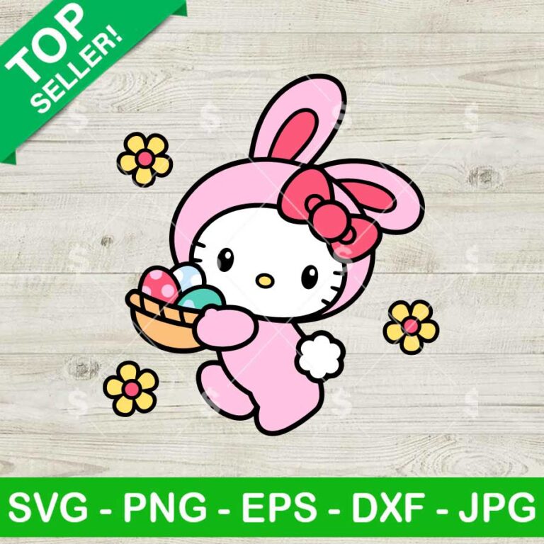 Hello Kitty Bunny Ear SVG, Hello Kitty Easter Day SVG, Easter Kitty SVG ...