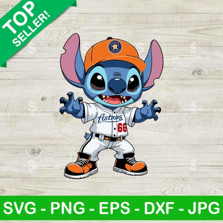 Lilo Stitch Houston Astros MLB SVG, Stitch Baseball Player SVG PNG