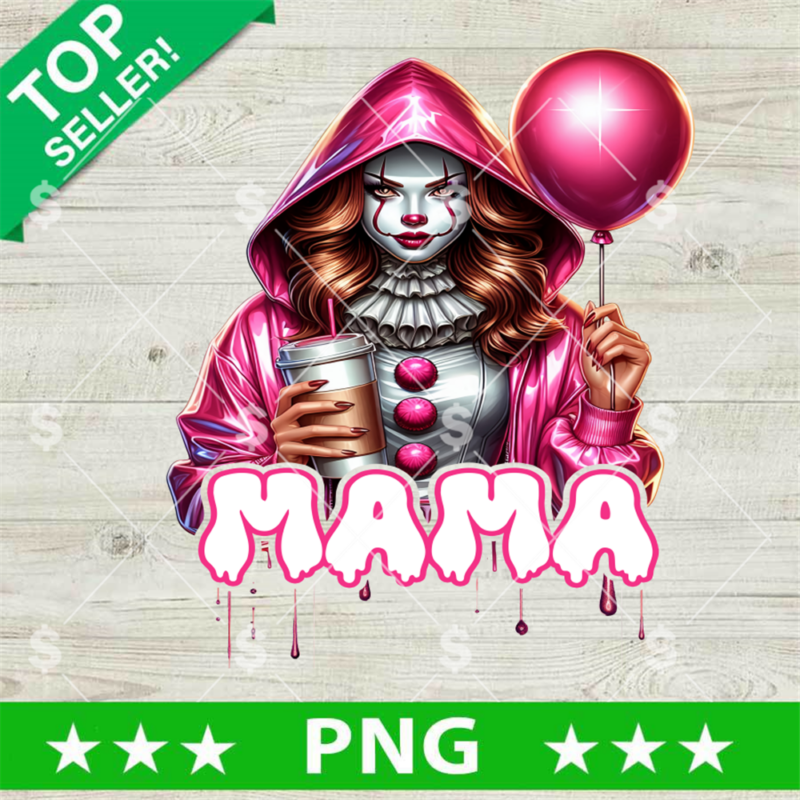 Pennywise Horror Mama PNG, Pink Horror Movie Mama PNG, Halloween Spooky ...