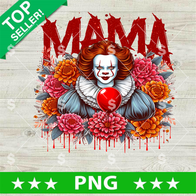 Pennywise Mama PNG, Horror Movie Mama And Flower PNG, Halloween Mama ...