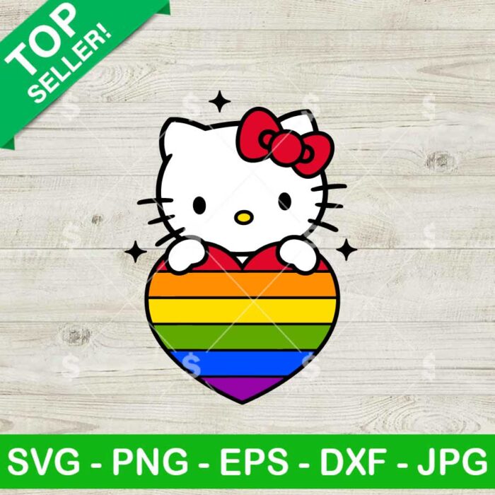 Pride Rainbow Hello Kitty SVG, Sanrio Pride Rainbow SVG, Kitty Cat LGBT ...