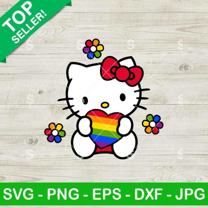 Pride Rainbow Hello Kitty SVG, Sanrio Pride Rainbow SVG, Kitty Cat LGBT ...