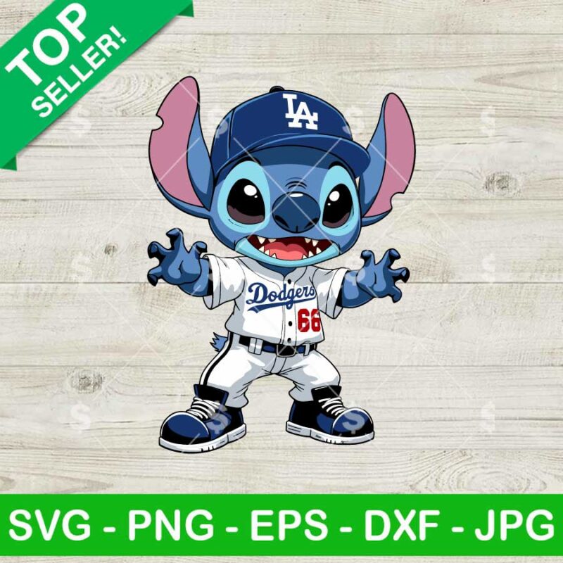 Stitch Los Angeles Dodgers Baseball SVG, Stitch Baseball Player MLB SVG