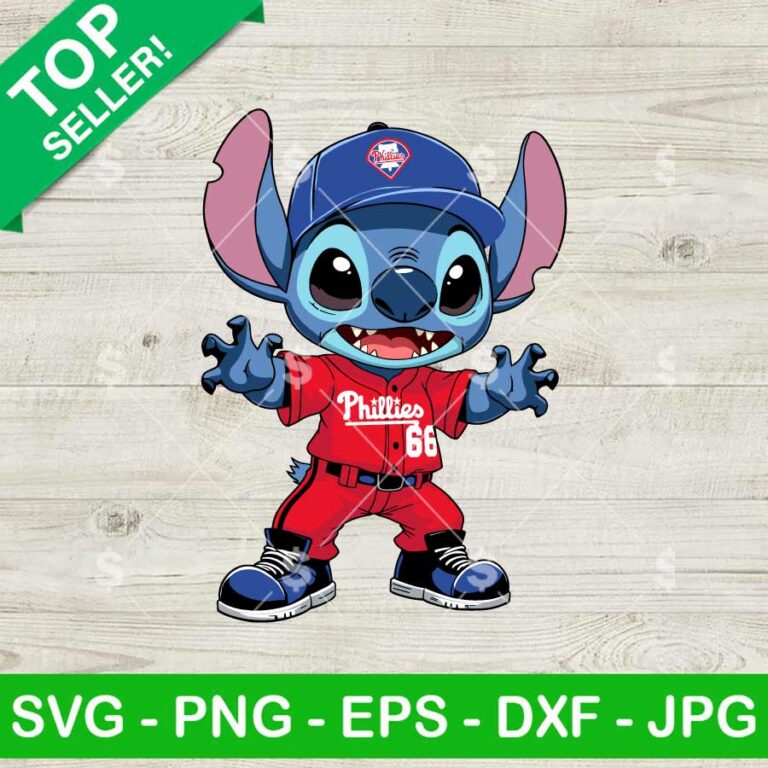 Stitch Philadelphia Phillies Baseball SVG, Lilo Stitch Baseball Player SVG