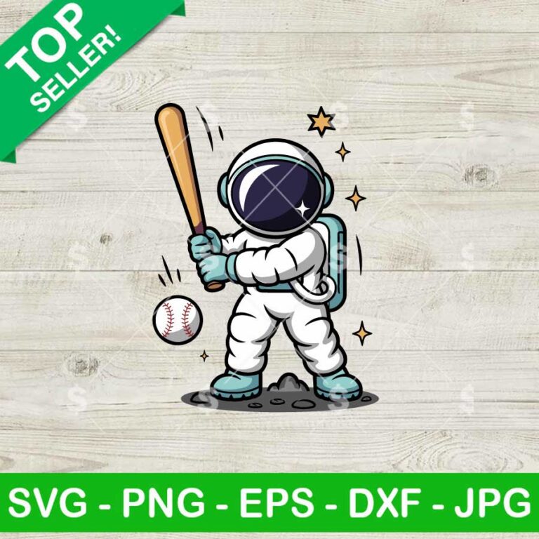 Astronaut Playing Baseball SVG, Astronaut Baseball Player SVG, Outer ...