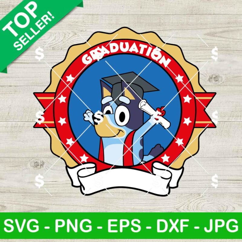 Bluey Congratulations Graduate Svg, Bluey School Svg, Bluey Grad cap Svg