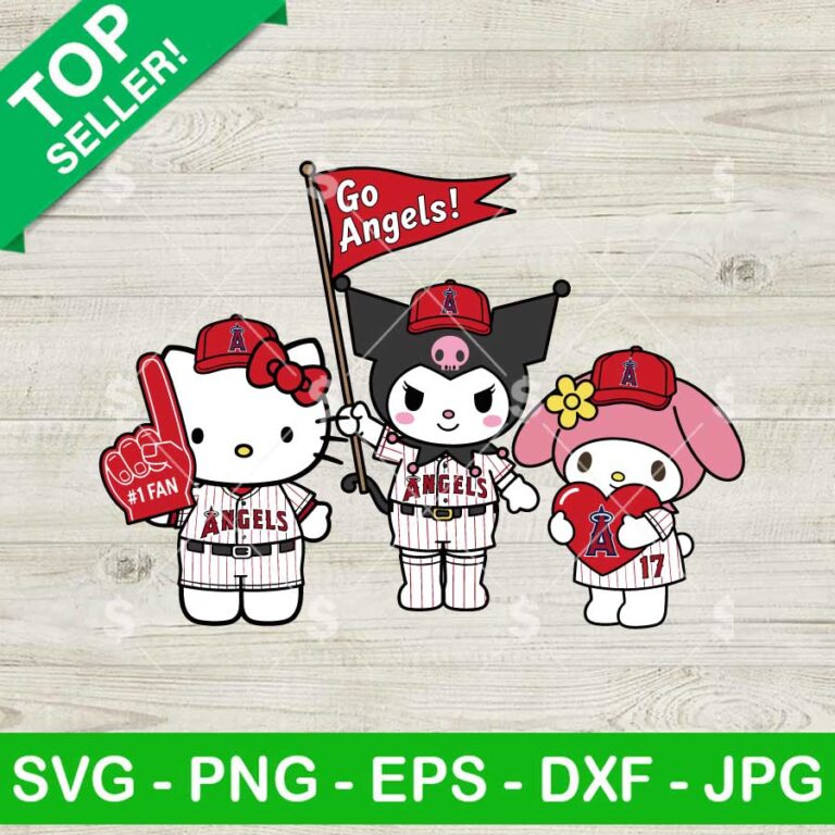 Hello Kitty Kuromi My Melody LA Dodgers Svg, LA Kitty Friends Baseball ...