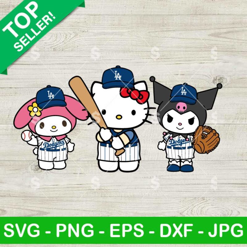 Hello Kitty LA Dodgers Baseball Friends Team Svg, My Melody Kuromi ...