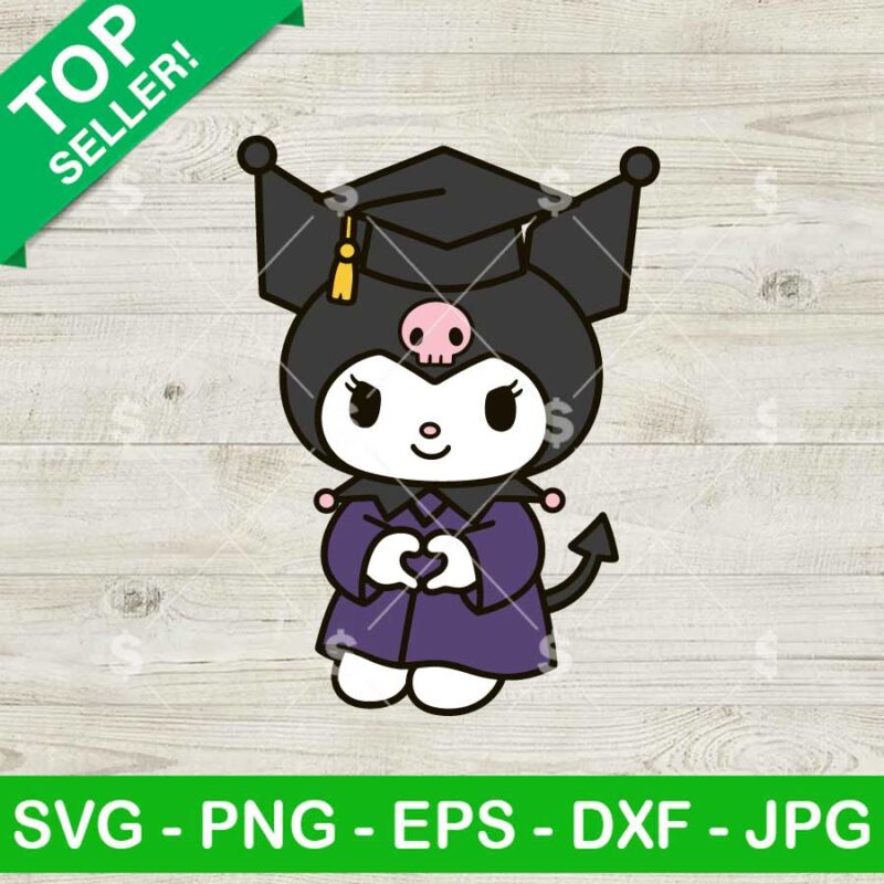 Kuromi Graduate Heart Hand Svg, Graduation Kuromi Svg, Hello Kitty ...