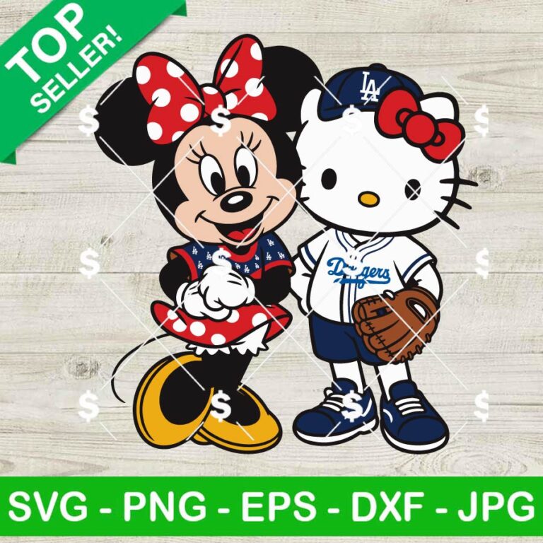 LA Dodgers Hello Kitty And Minnie Mouse Svg, Kitty Friends Baseball Svg ...