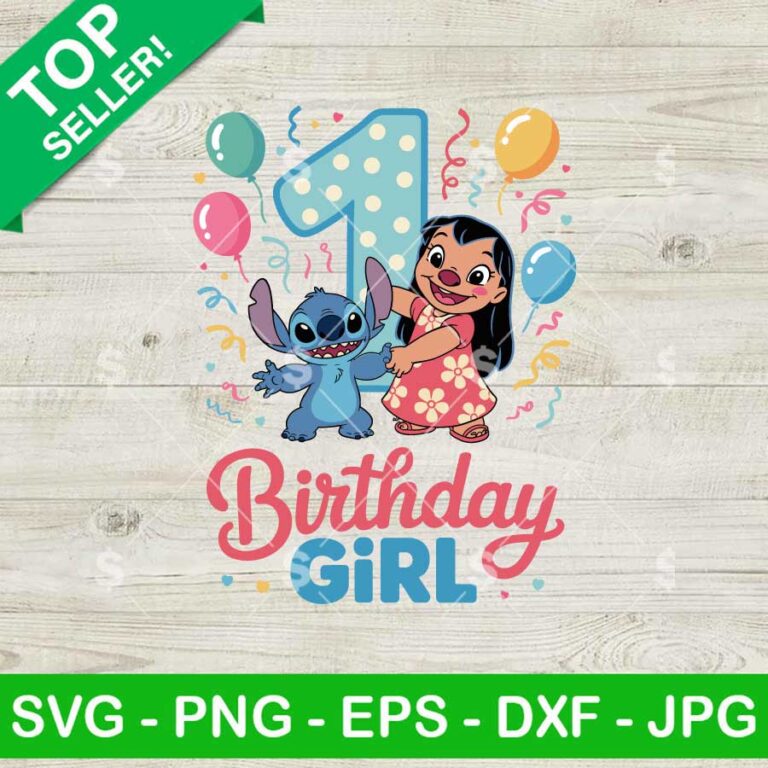 Lilo Stitch 1st Birthday Girl Svg, Birthday Party Svg, Cute Disney ...